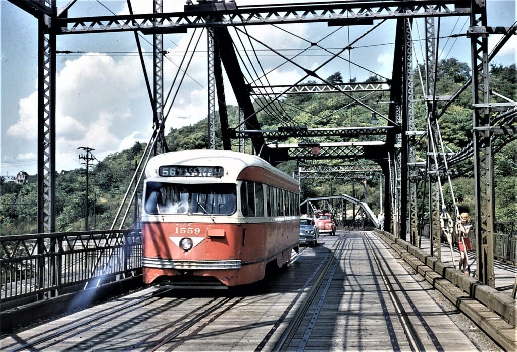 NRHS Pittsburgh Railways Glenwood PCC 1559 Route 56 car NRHS 1959 Sept ...